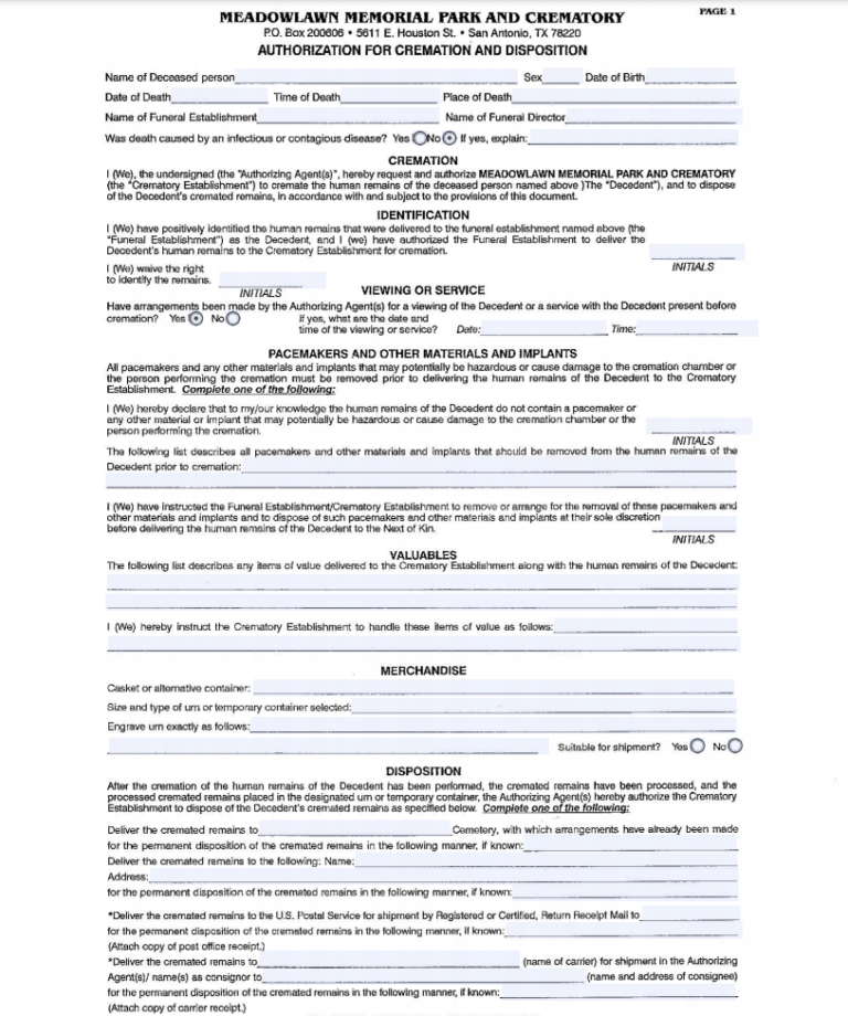 Forms Library - Meadowlawn Funeral Home